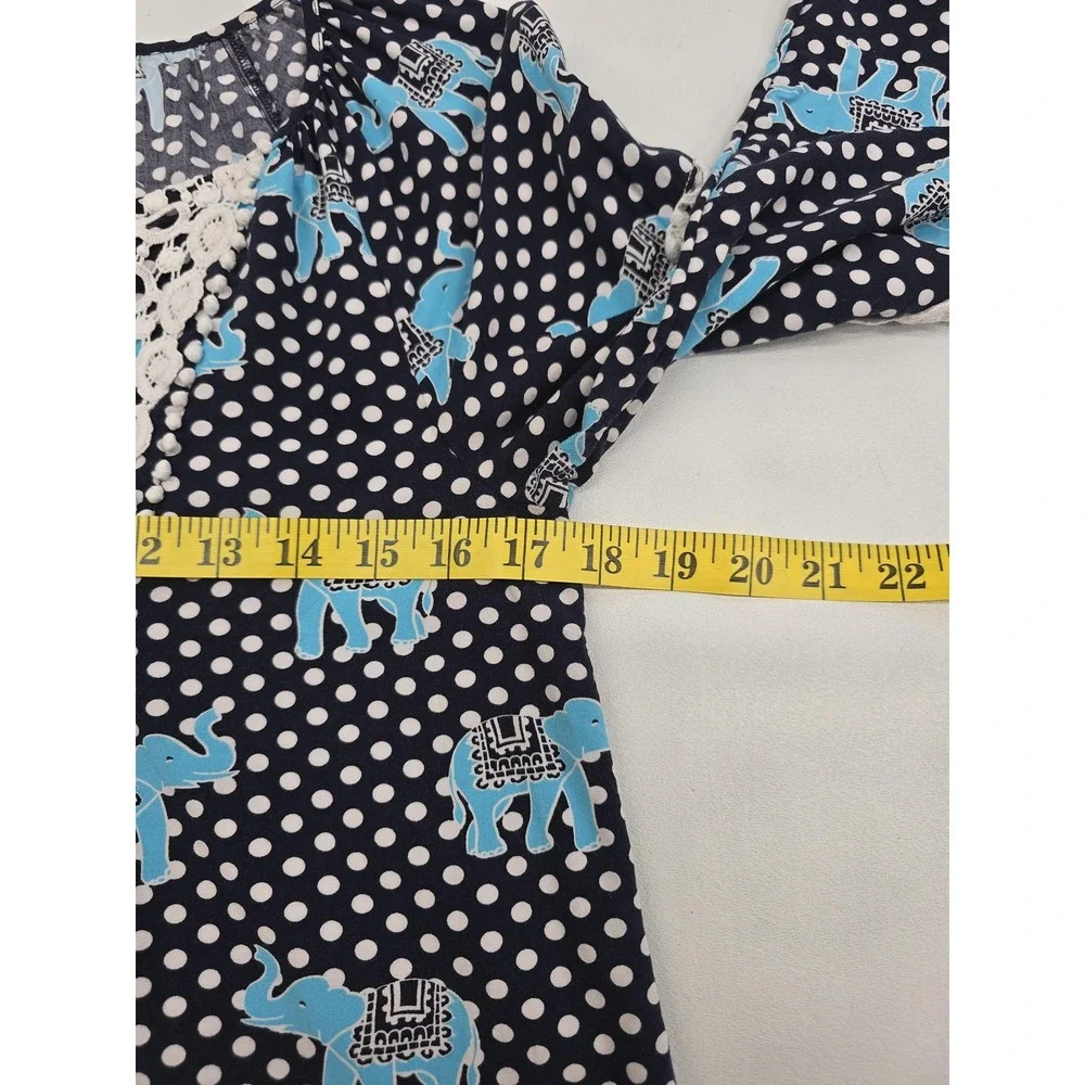 Source Unknown | Tops | Boho Elephant Tunic Top Womens Medium Polka Dot ...